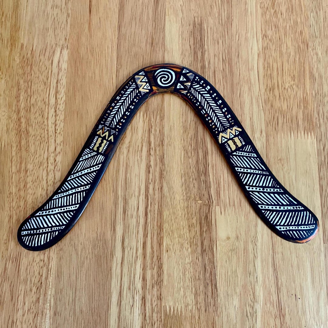 Vintage Australian Boomerang With Traditional Geometric Designs ...