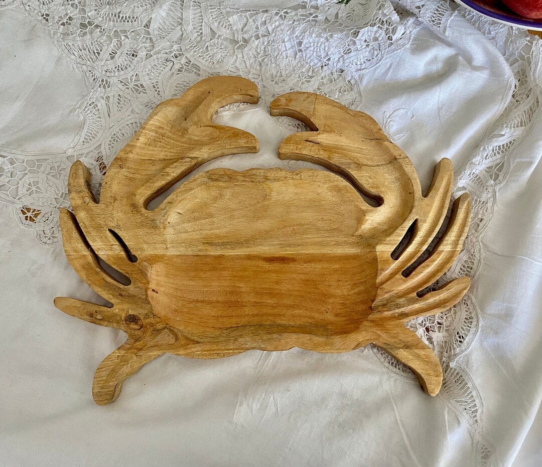 Large Natural Wood Rustic Chopping Board Crab Shaped Vintage Hand Made ...
