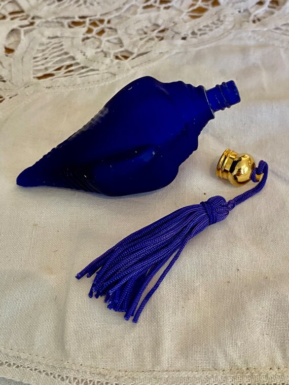 Vintage Cobalt Blue Glass Sea Shell Scent Bottle with… - Gem
