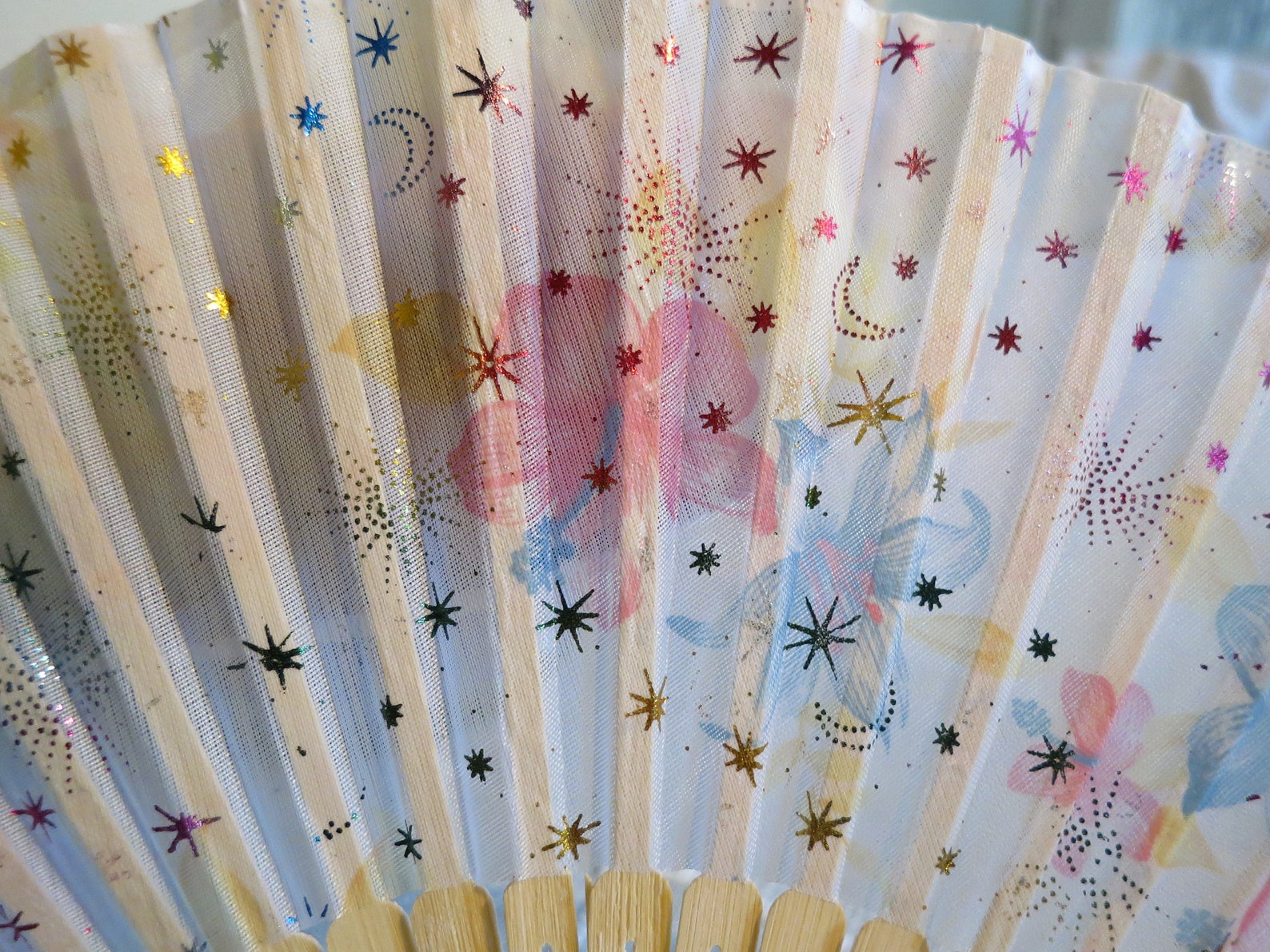 Pretty Chinese Fan With Shining Moons and Stars Design - Etsy
