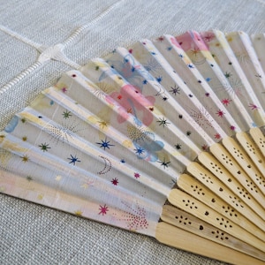 Pretty Chinese Fan With Shining Moons and Stars Design - Etsy