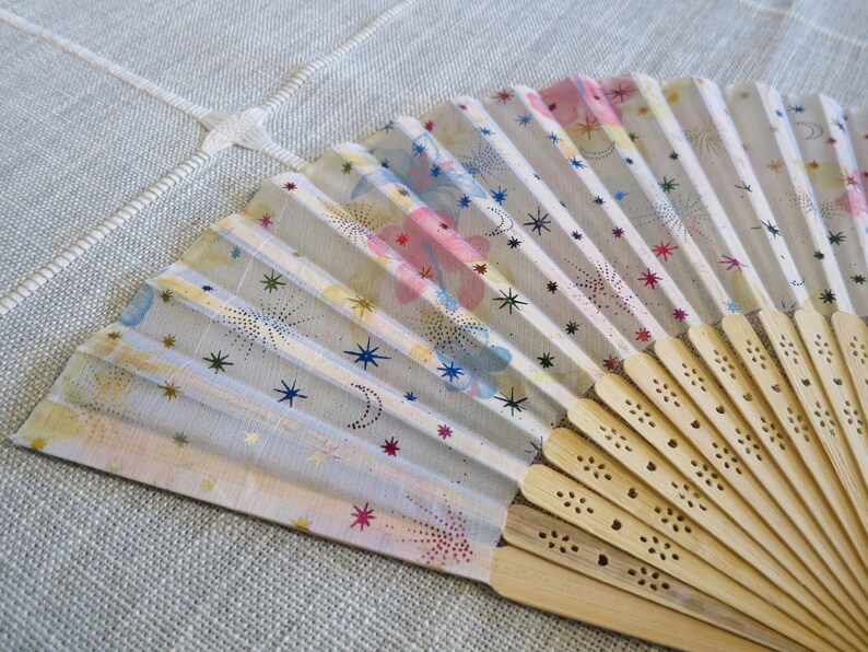 Pretty Chinese Fan With Shining Moons and Stars Design - Etsy