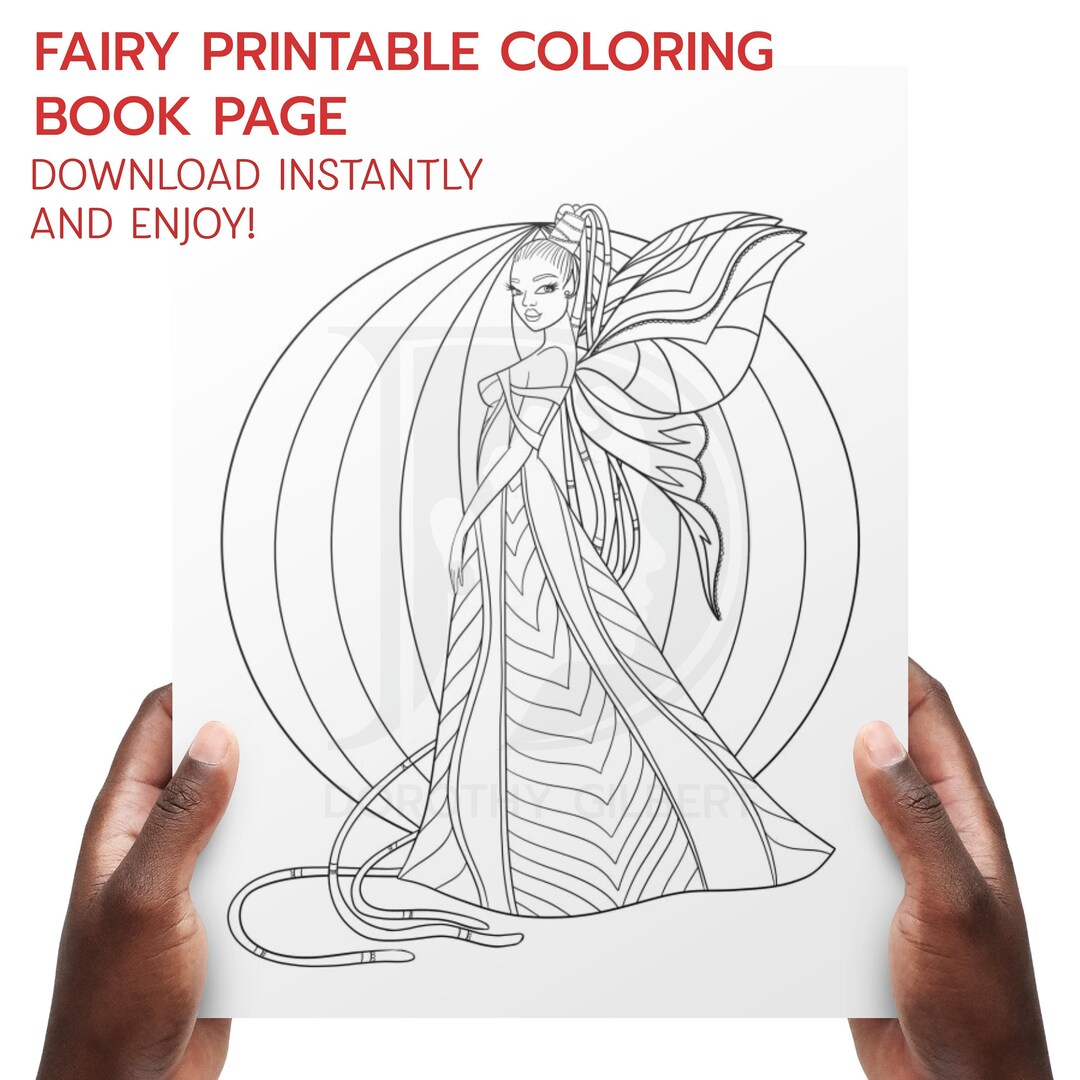 Fairy Girl Coloring Book Page Cute Coloring Page Instant - Etsy