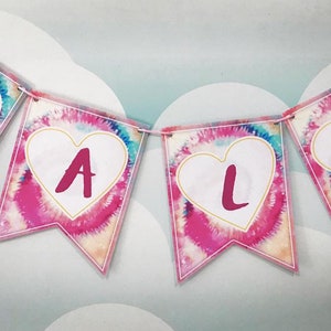 TIE DYE PRINTABLE Party Favors Boxes Personalized, Party Supplies Tags ...