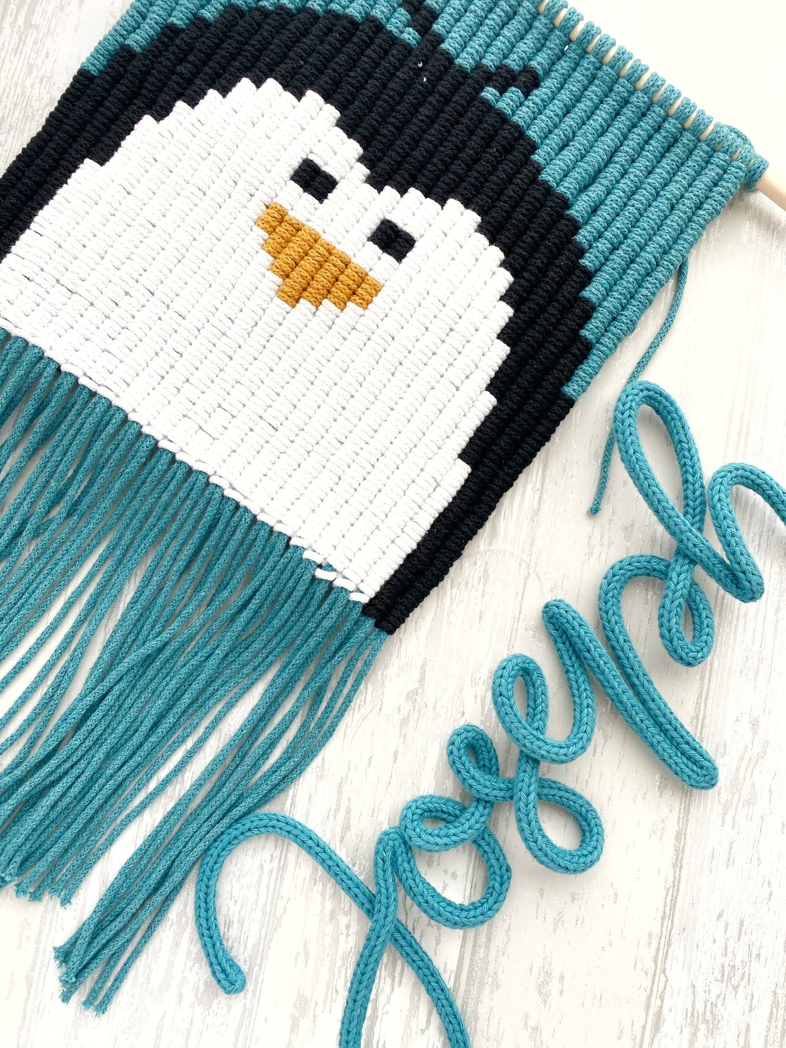 Macrame Boho Penguin Wall Hanging Decor, Kids Room Decoration, Macrame ...