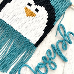 Macrame Boho Penguin Wall Hanging Decor, Kids Room Decoration, Macrame ...