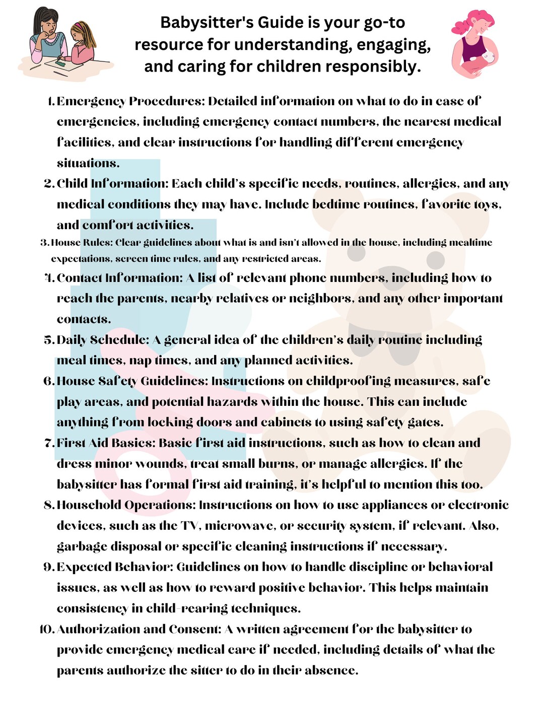 Babysitter's Guide Go-to Resource. Babysitting Guide, Babysitting ...