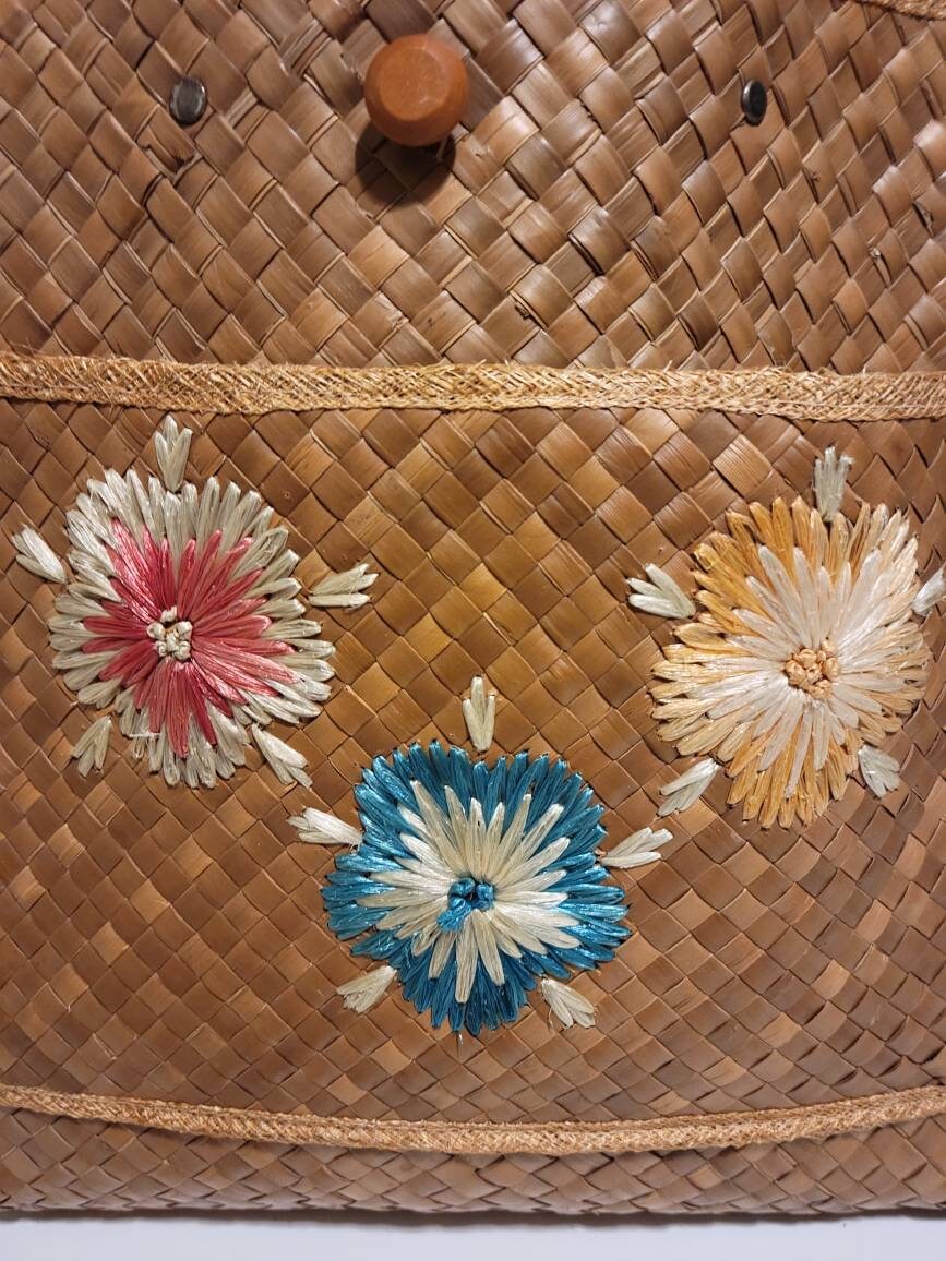 Vintage Rattan Purse, Island Purse, Woven Purse With Handles and Pocket ...