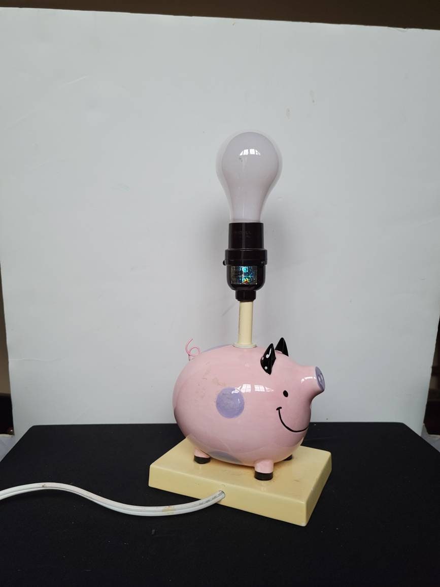 Adorable Pig Lamp Smiling Pig Décor Pink Pig Light Childs - Etsy