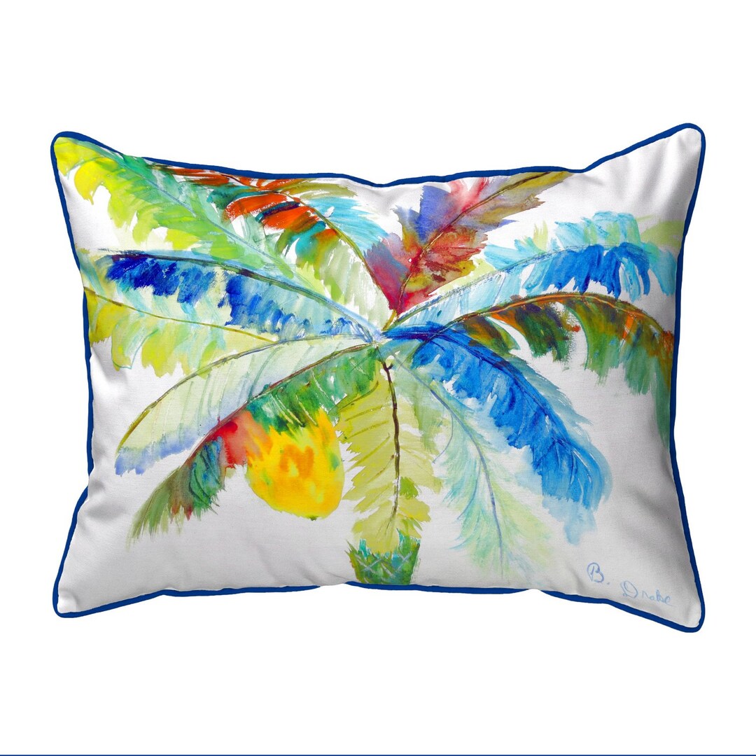 Tropical Big Palm Tree - Indoor/outdoor Colorful Coastal Beach Sea ...