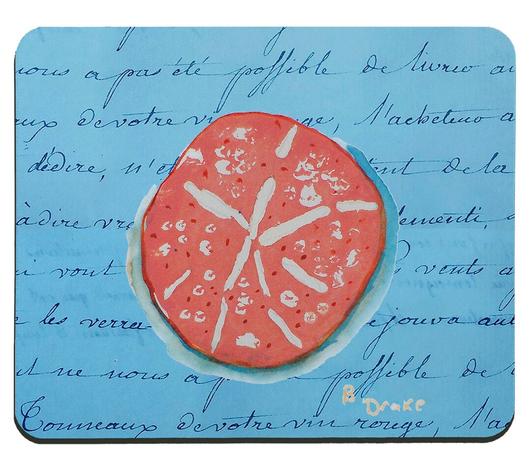 Coral Sand Dollar Blue Script Mousepad - Etsy