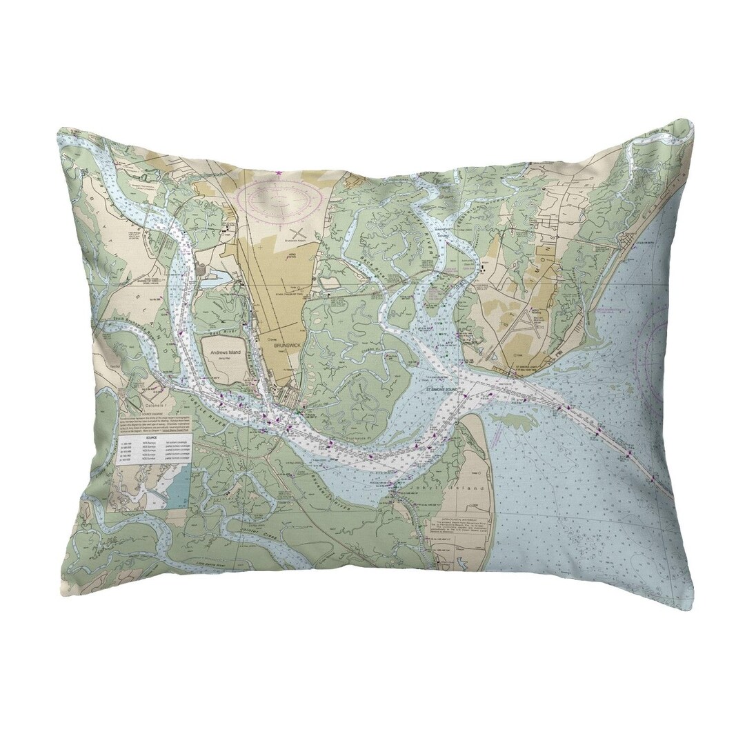 St Simons Sound, GA Nautical Map Noncorded Indoor/outdoor Pillow - Etsy