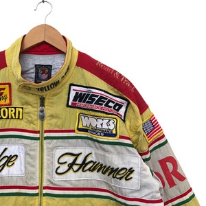Vintage 90s Yellow Corn Embroidered NHRA Dragster Bikers Sledge Hammer ...