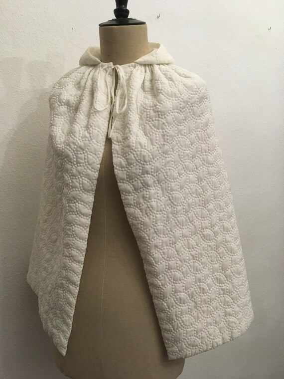 QUILTED BAPTIZING CAPE with hood / machine quilted fa… - Gem
