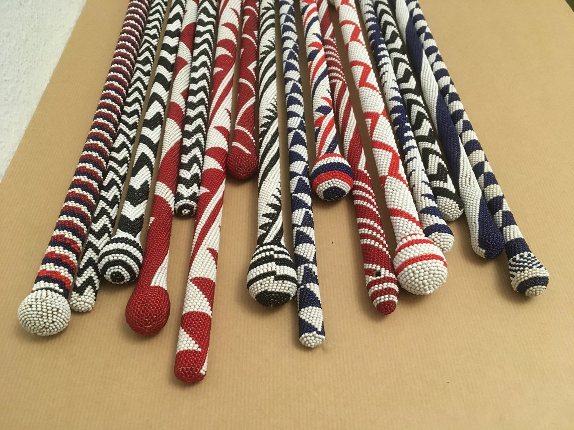 BEADED AFRICAN STICK / 13 Zulu Dance Stick / From 31 to 44 Cm | Etsy