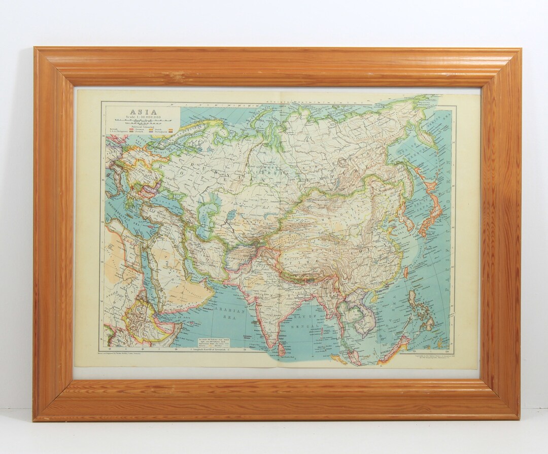 1910 Map of Asia - Showing Russian Empire, China, India Etc - A3 Map - Etsy