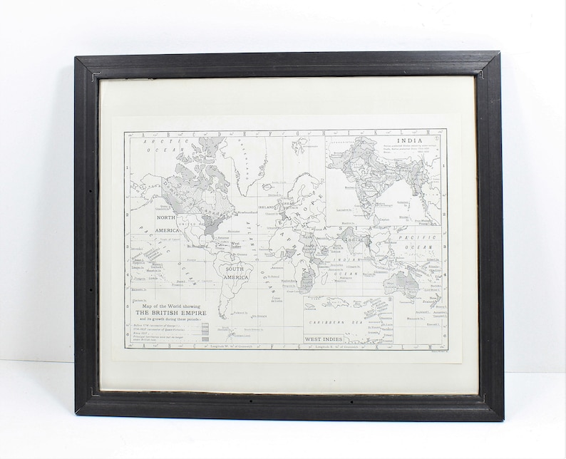 World Map Showing the British Empire 1714 to 1910 - Printed in 1910 ...