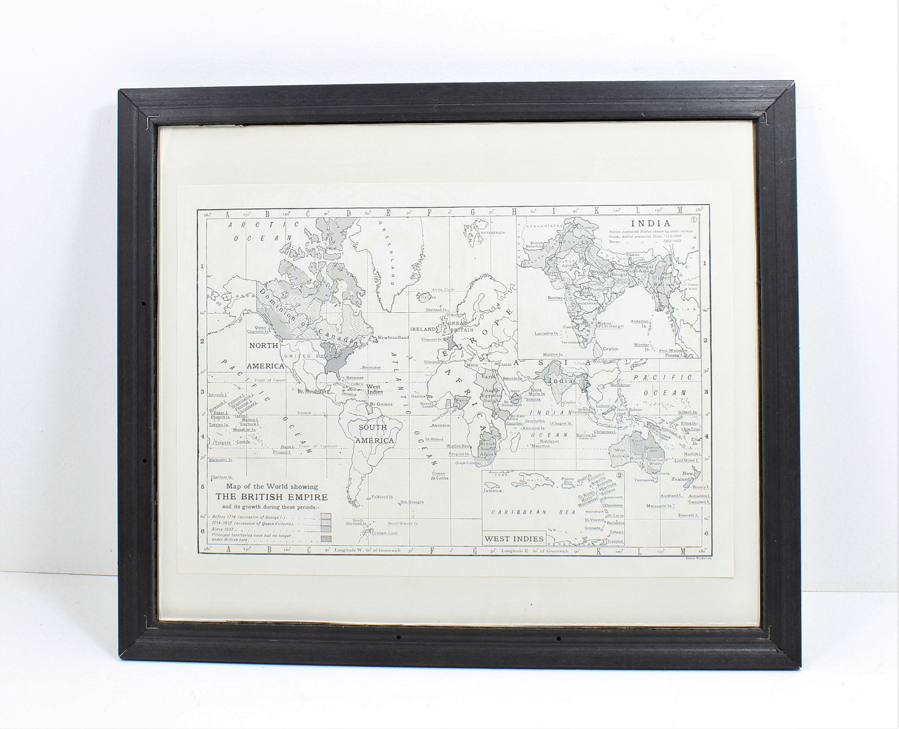 World Map Showing the British Empire 1714 to 1910 Printed in | Etsy
