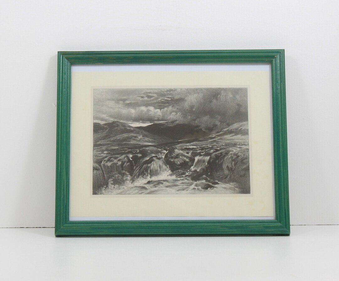 Rocks and River Lithograph by W.J. Müller - Printed in 1882 - Etsy