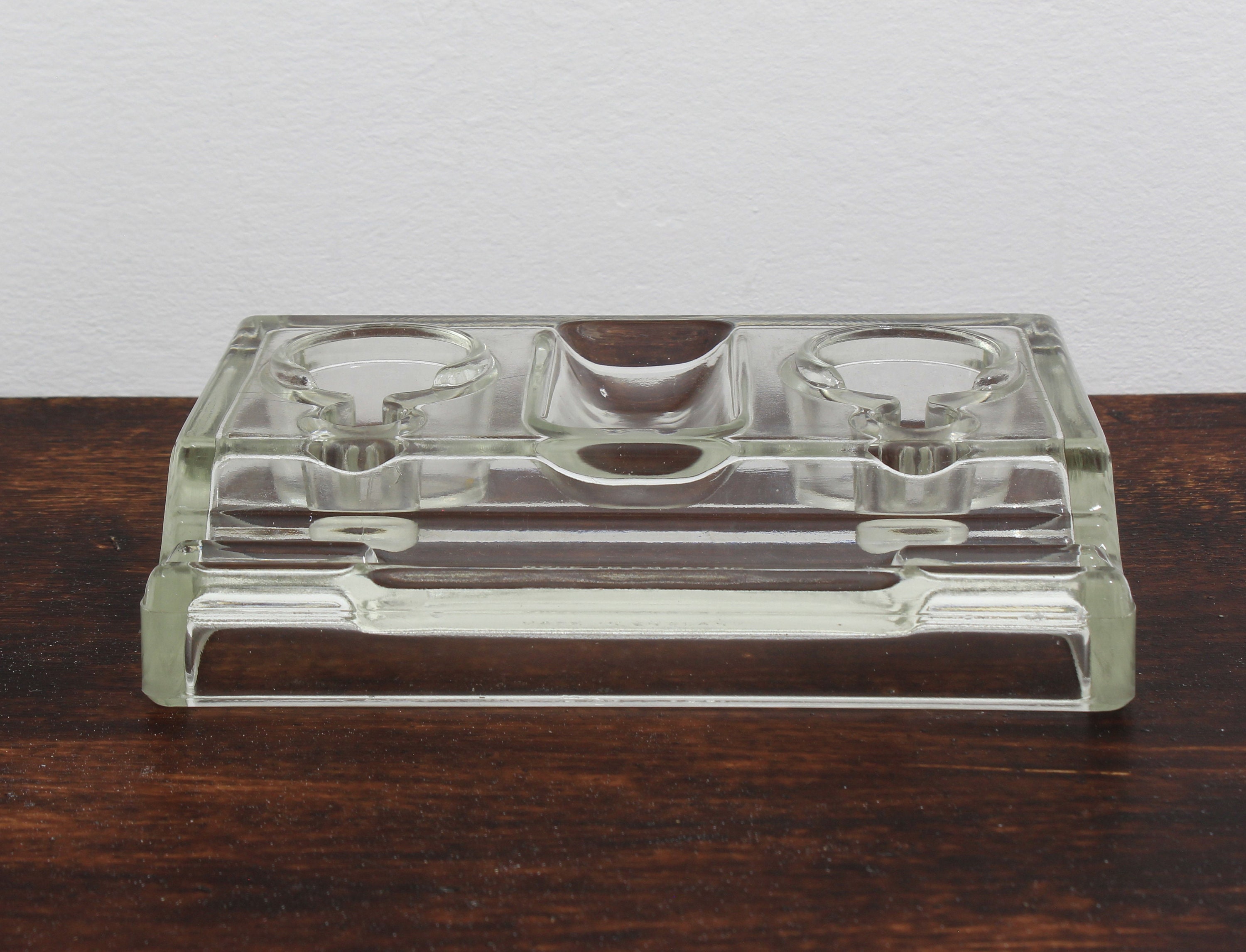 Glass Inkstand With Two Inkwell Holders and Pen Rest - Etsy