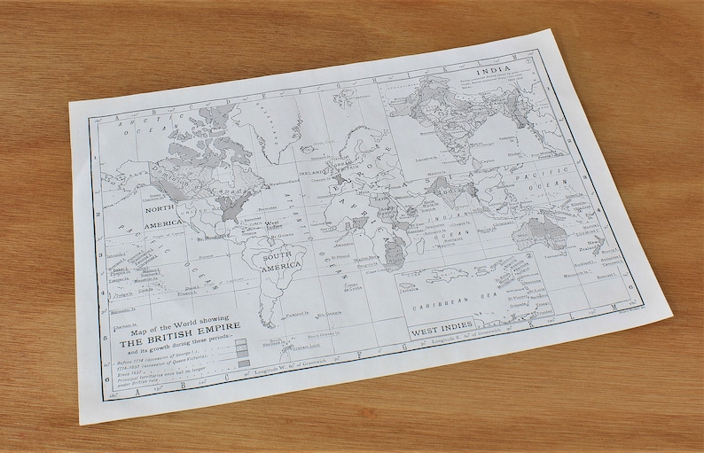 World Map Showing the British Empire 1714 to 1910 - Printed in 1910 - Etsy
