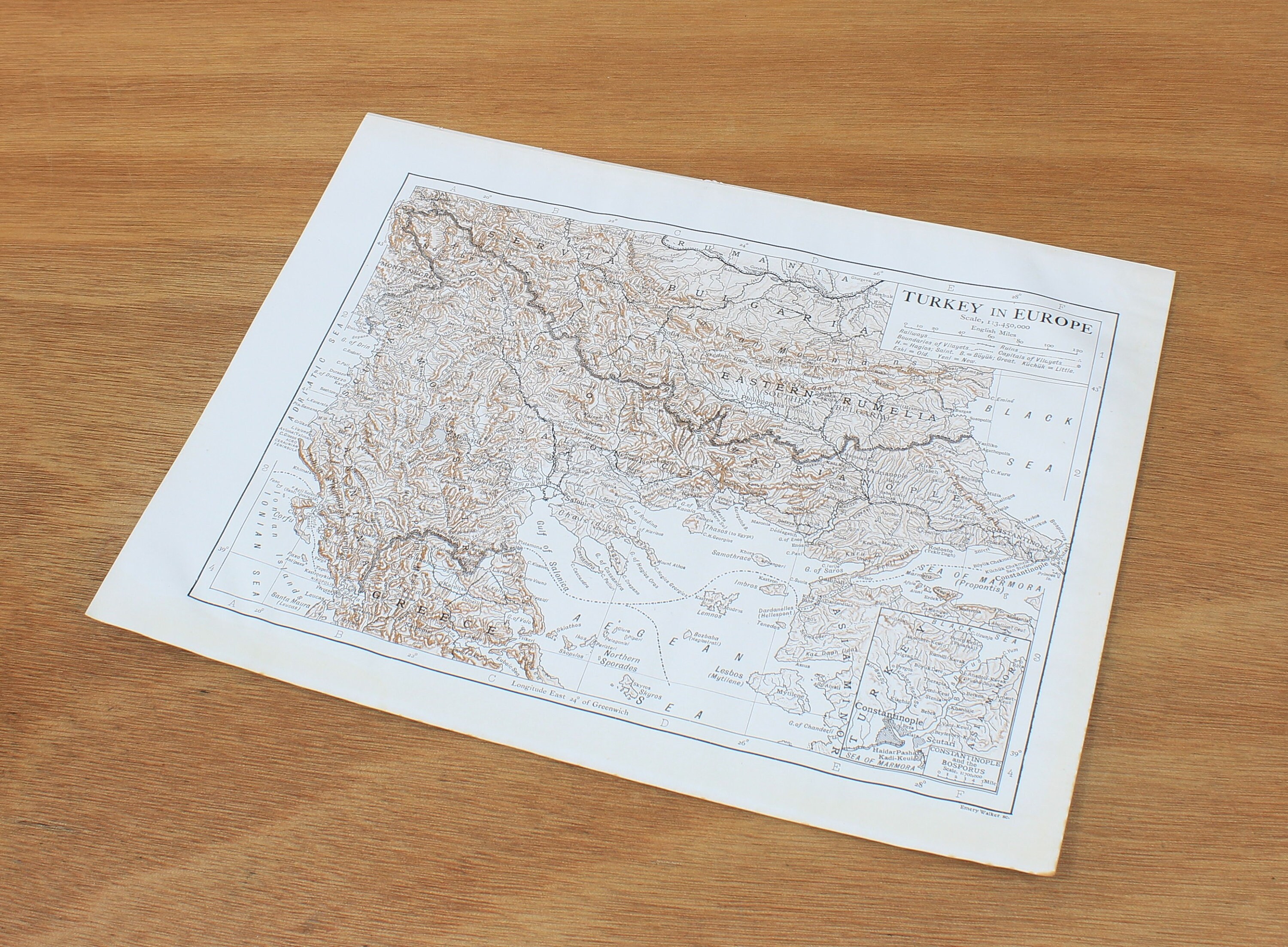 Map of Turkey, Greece, Bulgaria, and South East Europe Printed in 1910 ...