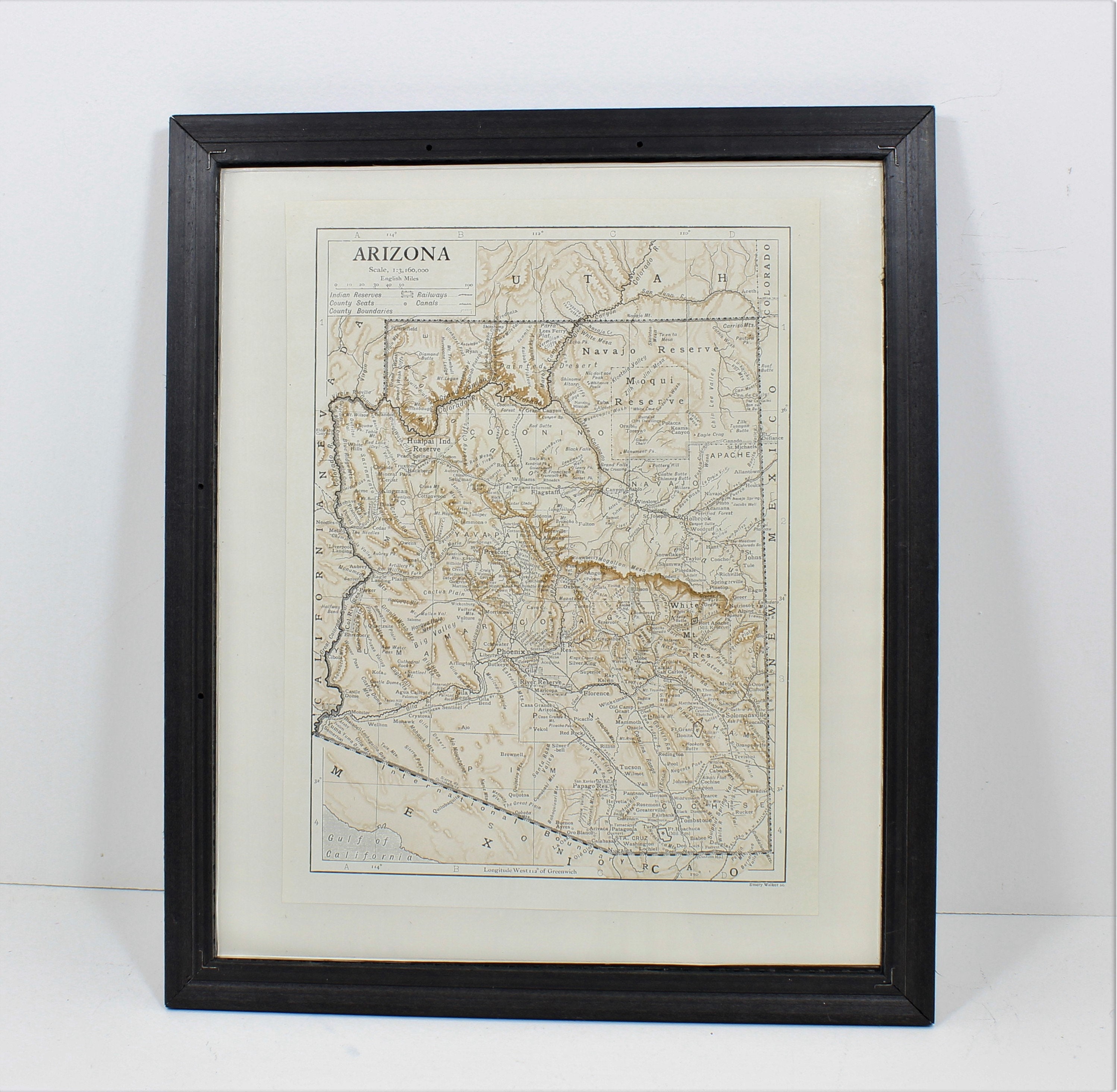 Topographic Map of Arizona Printed in 1910 - Unframed A4 Map - Etsy