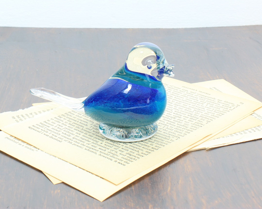 Peter Kaspar Blue Glass Bird Paperweight Vintage Lead Crystal - Etsy.de