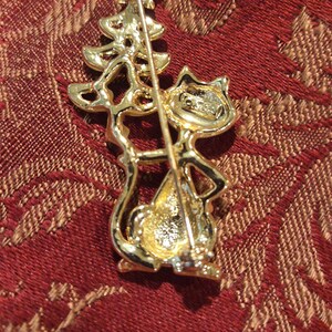 Vintage AMC Gold Cat Christmas Tree Rhinestone Brooch - Etsy