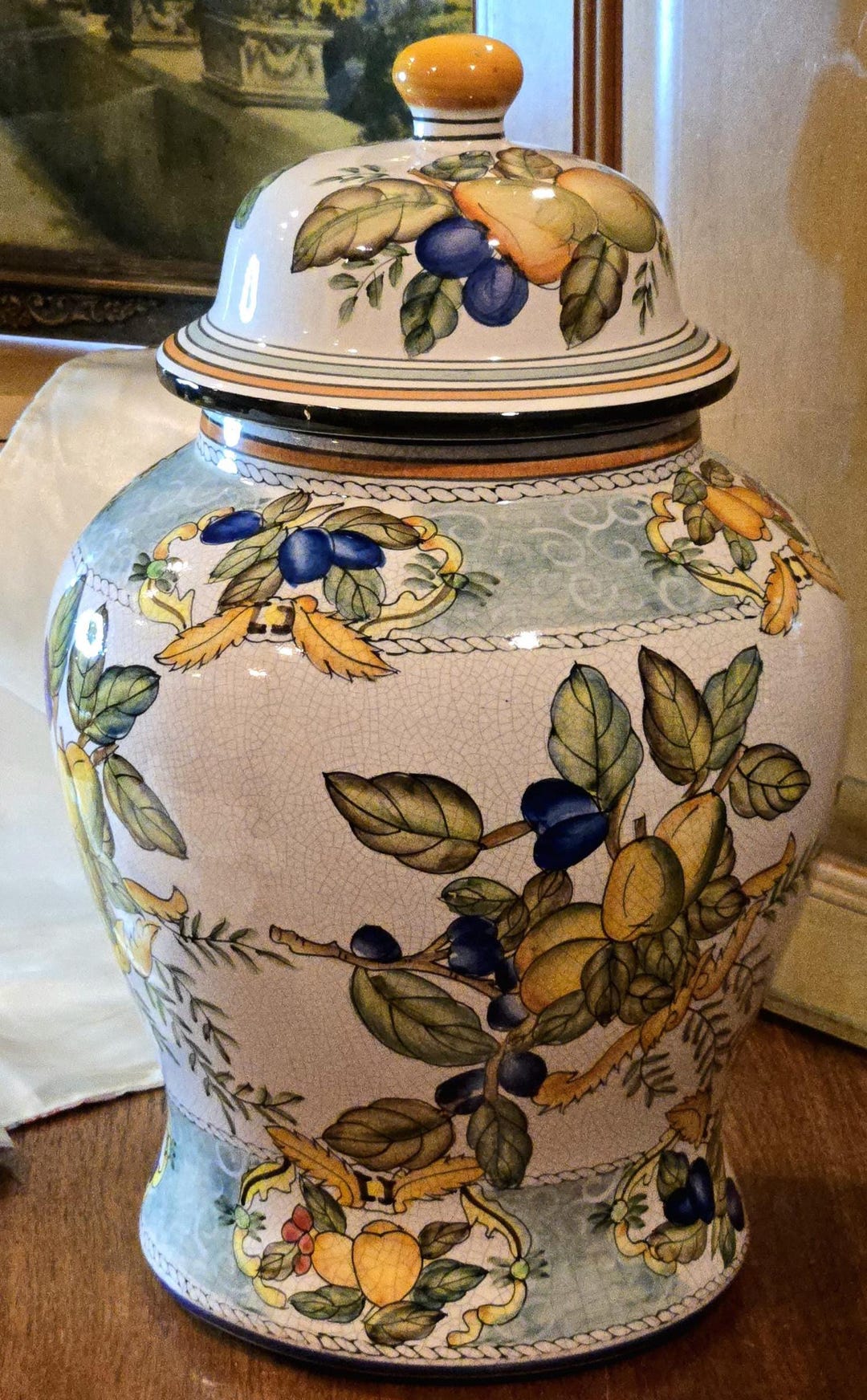 Stunning Vintage Fine Italian Lidded Urn. Gorgeous, Rich, Hand-painted ...