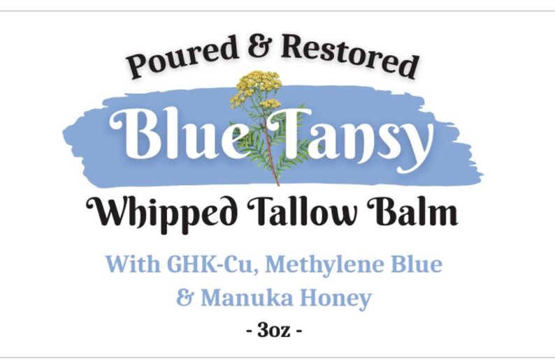 Blue Tansy Whipped Tallow Balm, 3oz, With Ghk-cu, Methylene Blue ...