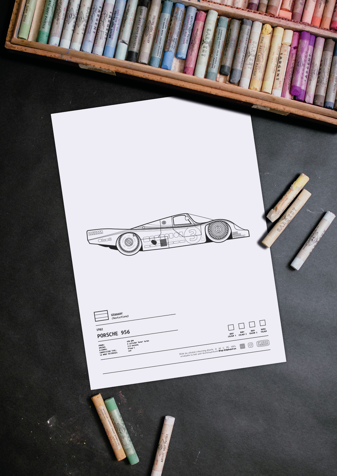 A4 Classic Race Car Colouring in Sheets x4 - Etsy