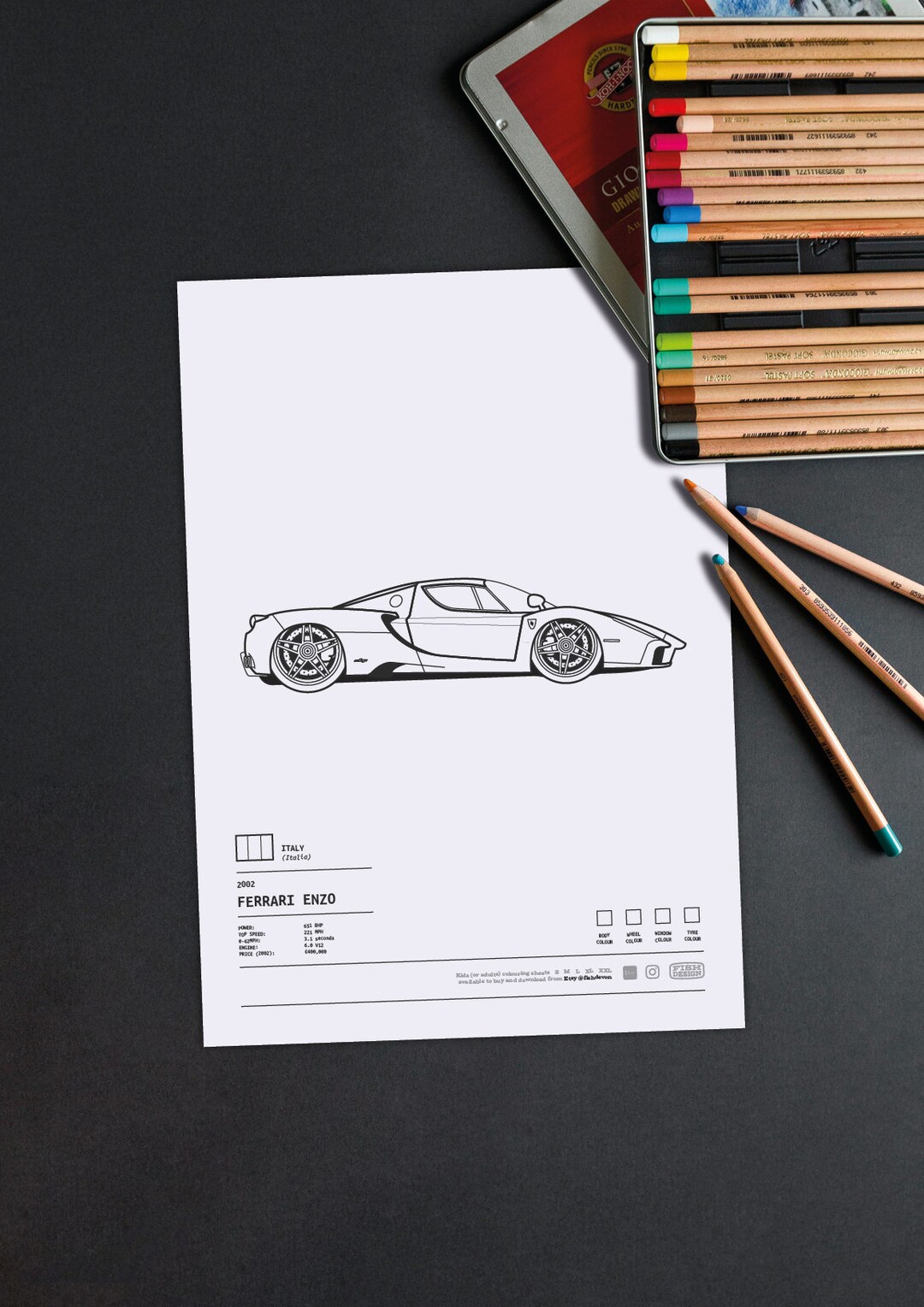 A4 Italian Supercar Colouring in Sheets (x8) - Etsy