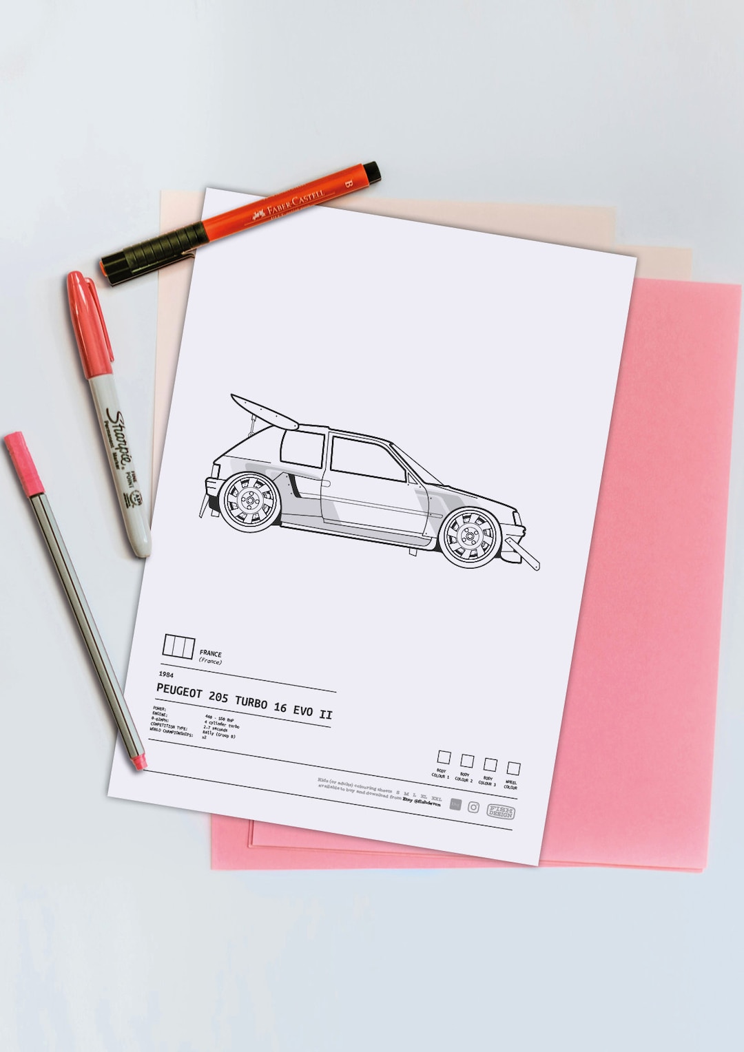 A4 Classic Race Car Colouring in Sheets (x4) - Etsy