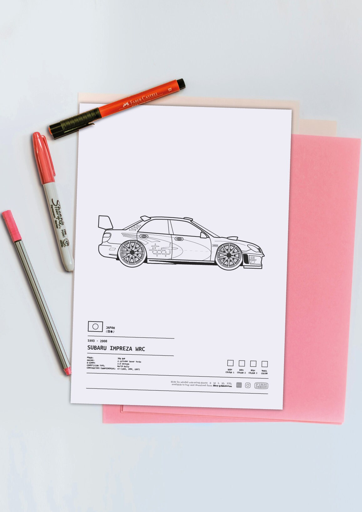A4 Classic Race Car Colouring in Sheets x4 - Etsy