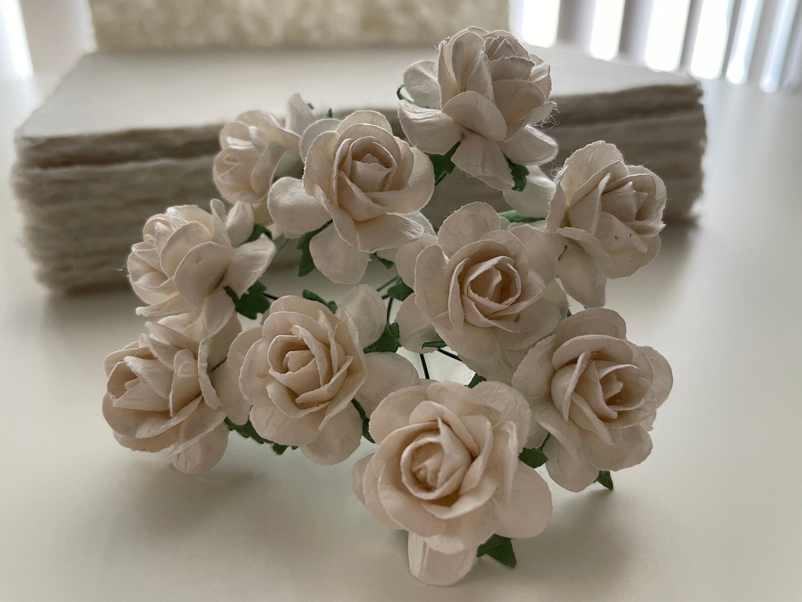 28 Mm. Roses Mulberry Paper White Color Wedding Baby Shower Paper ...