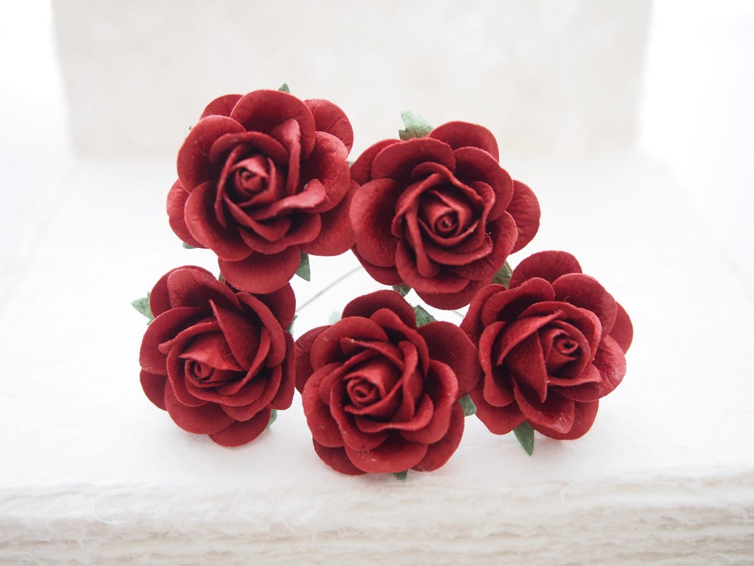 37.5 Mm. Roses Mulberry Paper Flowers - Rust or Brick Red Color | Fall ...