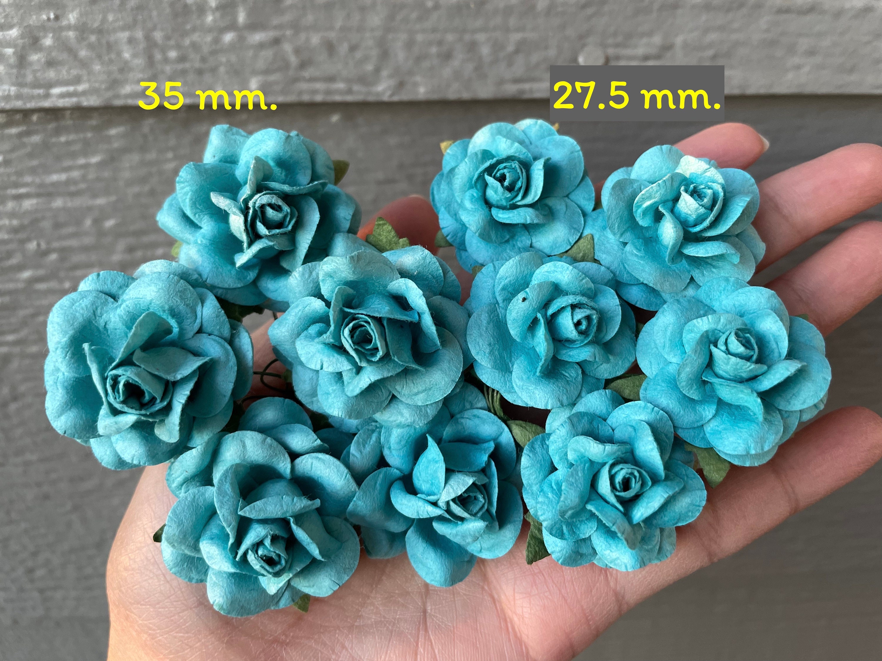 5 Pcs Cerulean Blue Roses Mulberry Paper Artificial Flowers - Etsy