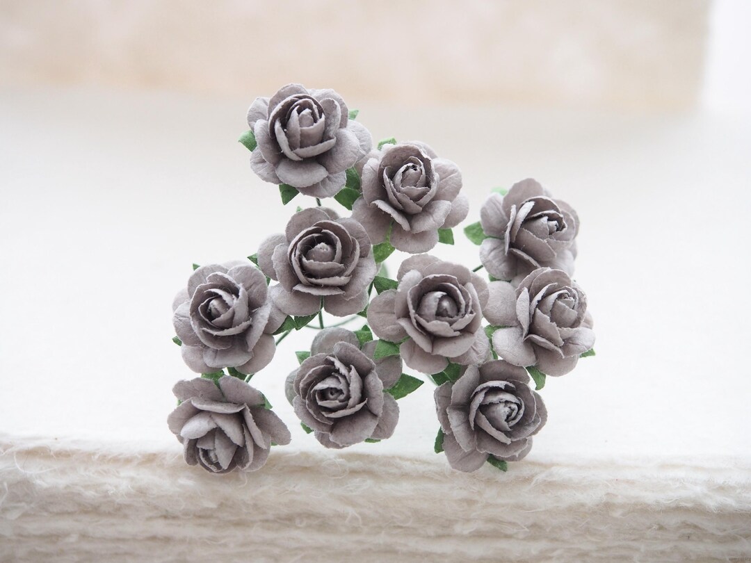 20 Mm. Roses Mulberry Paper - Light Gray Color | Artificial Flowers ...