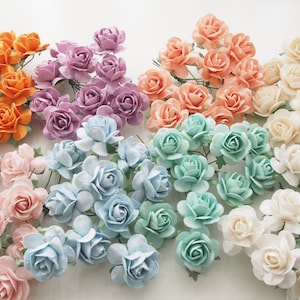 28 Mm. Roses Mulberry Paper - White Color | Wedding | Baby Shower ...