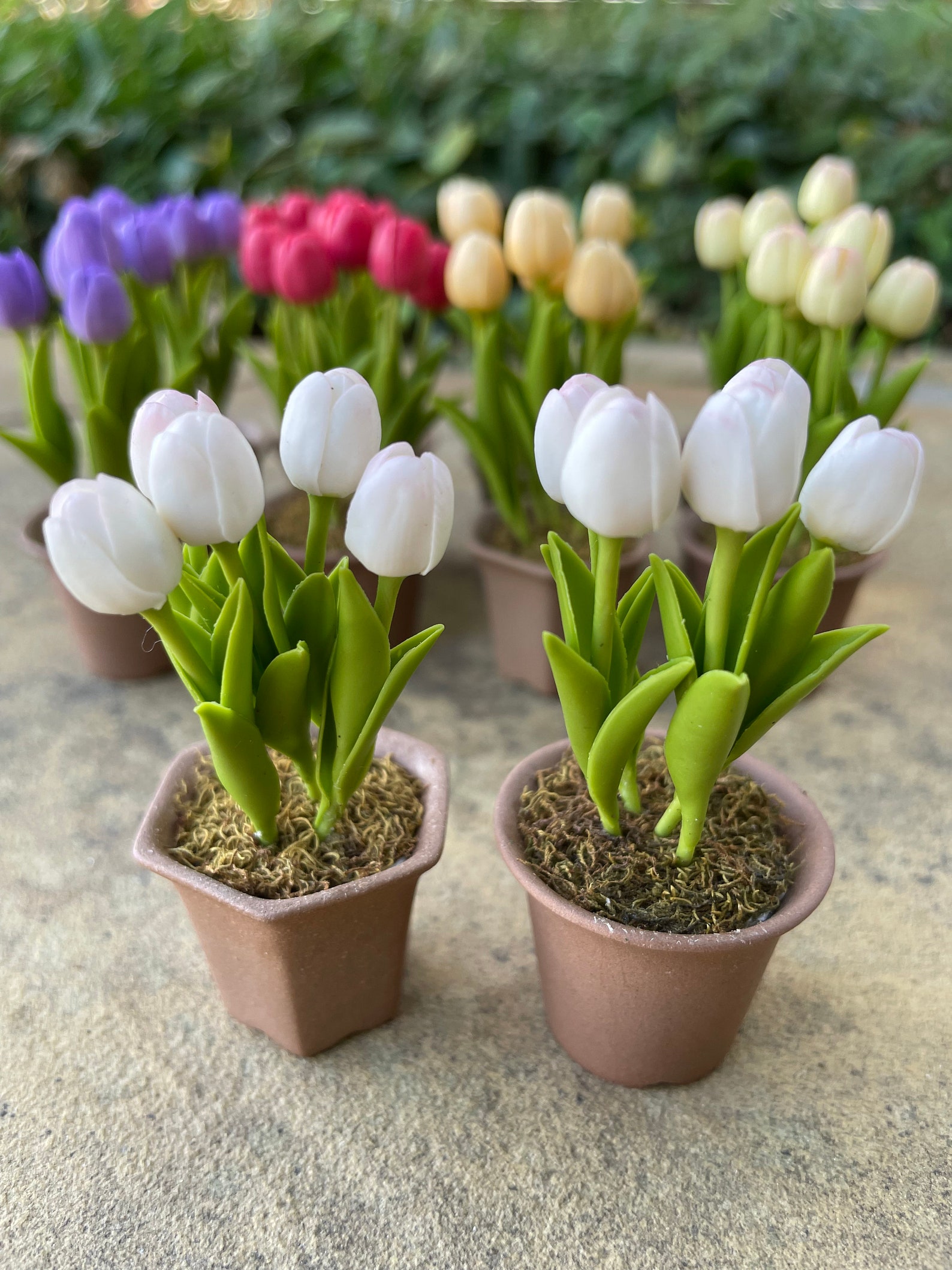 Miniatures Clay Tulips Floral Plant in Pot Hand Painted - Etsy