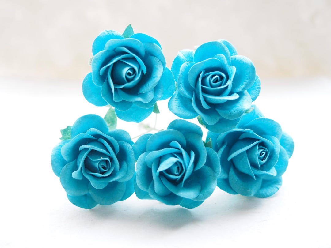 37.5 Mm. Turquoise Blue Roses Mulberry Paper - Mother's Day, Birthday ...