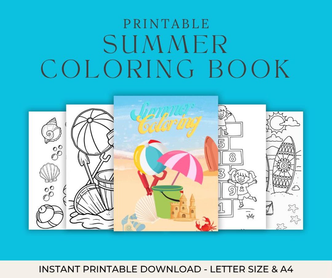 A Summer Coloring Adventure! - Printable Kids Coloring Book - Etsy