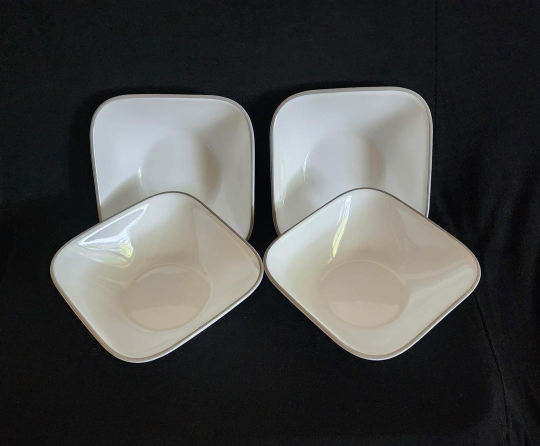 Corelle Urban Arc Simple Lines Pattern Square Salad/soup 6.5 Inch Bowls ...