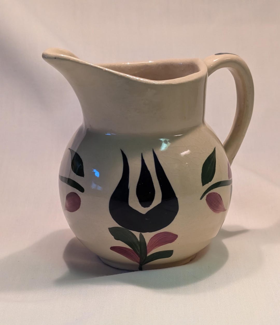 Watt Pottery Cream/syrup Pitcher #62 in Dutch Tulip Pattern, Hand ...