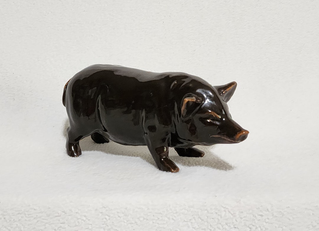 Red Wing Stoneware Dark Brown Pig Figurine, Original Late 1800s, Highly ...