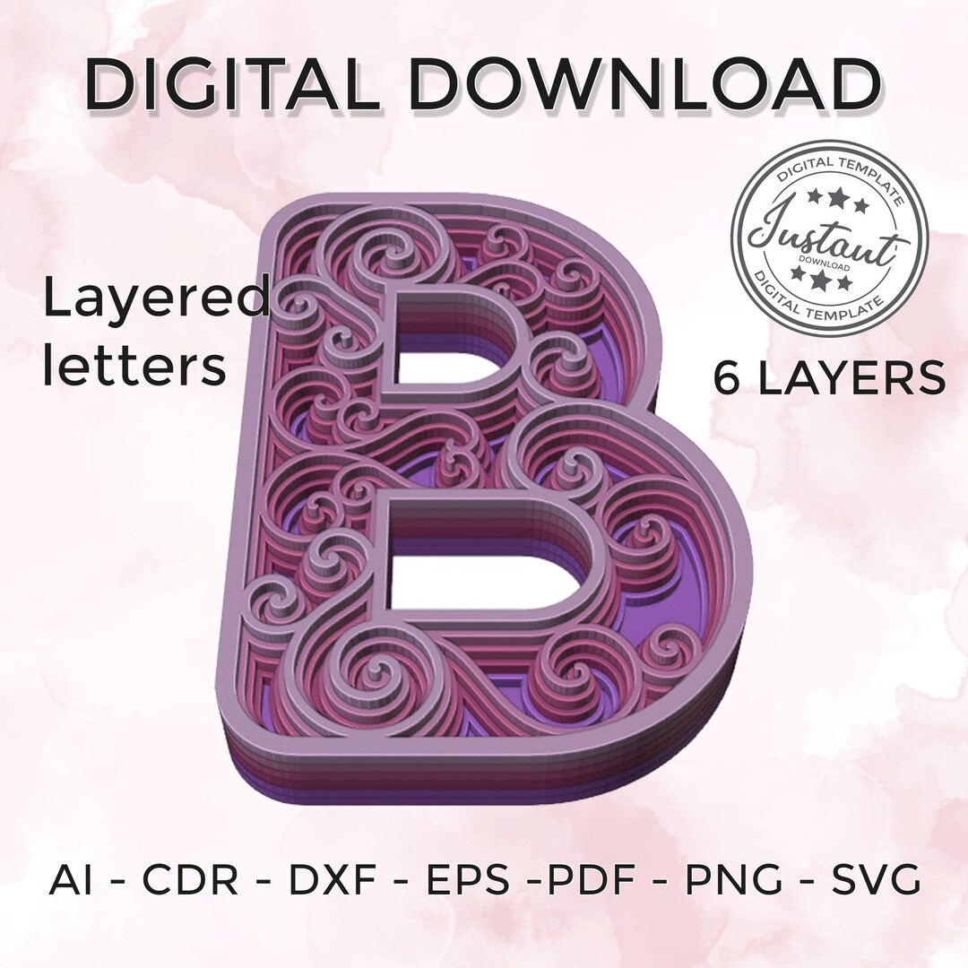 Layered Letter Layered Letter Svg Layered Floral Alphabet SVG DXF ...