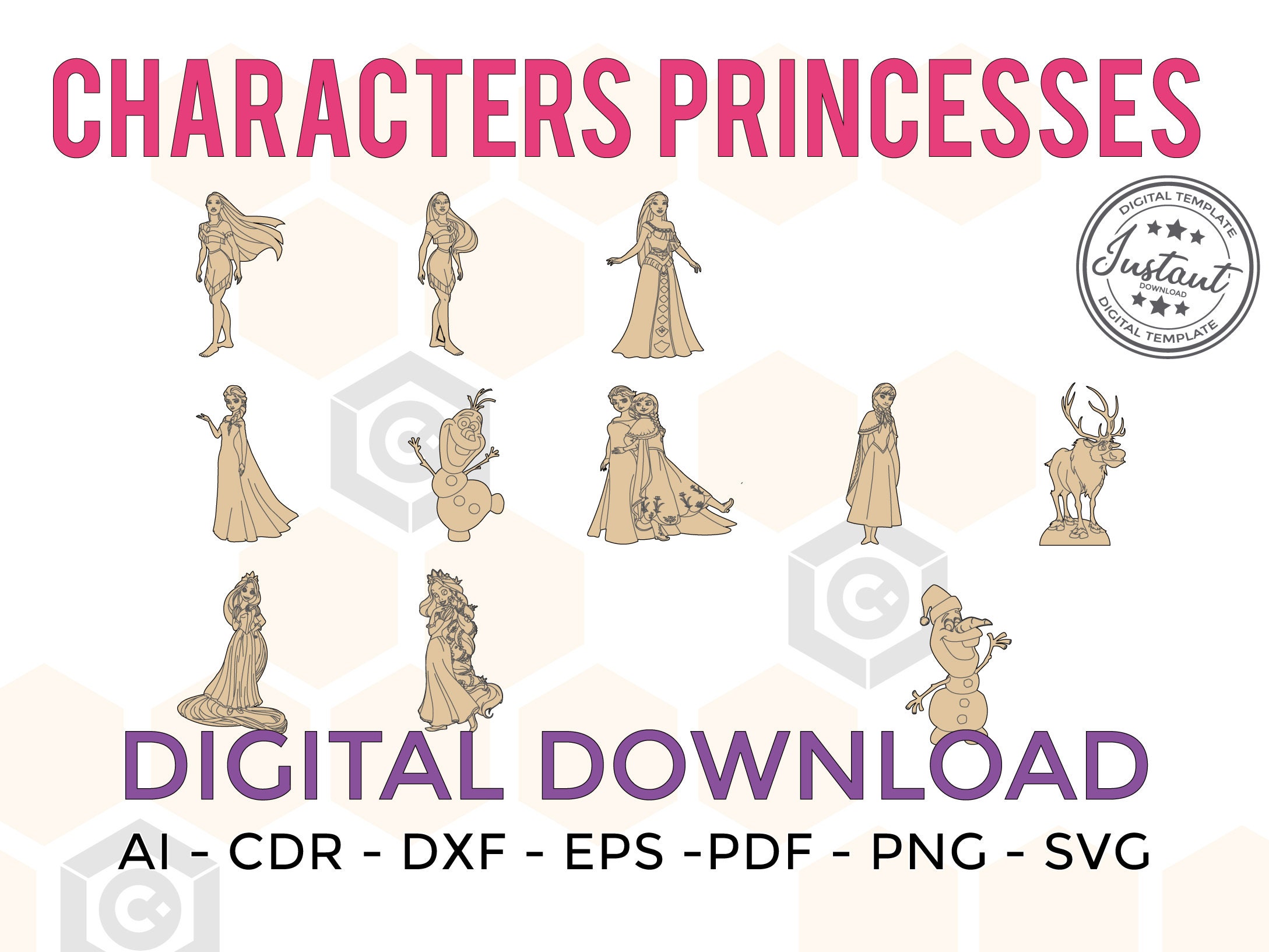 Characters for LASER CUT Cut Files Clipart Silhouette Dxf Eps - Etsy
