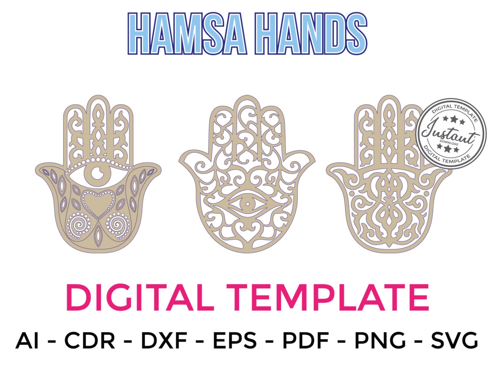 HAMSA HANDS for LASERCUT Cut Files Clipart Silhouette Dxf Eps Png ...