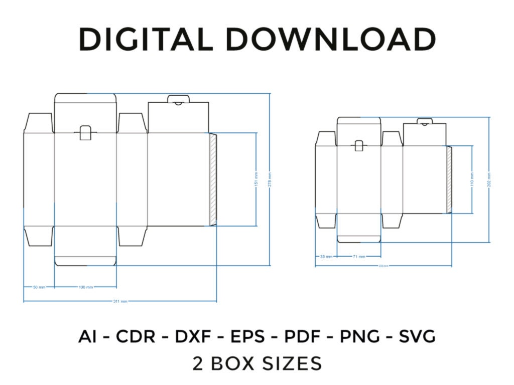 Box Template Tuck Flap Box Rectangular Box With Tuck Flap - Etsy
